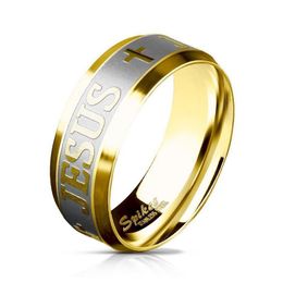 BUNGSA Fingerring Ring Kreuz & Jesus Gold aus Edelstahl Unisex (Ring