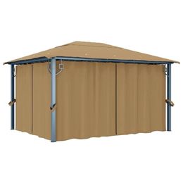 vidaXL Partyzelt Pavillon mit Vorhang 400x300 cm Taupe Aluminium