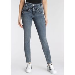 High-waist-Jeans Herrlicher "Sharp Slim Reused Denim" Gr. 29, Länge 32, blau (dark blue) Damen Jeans Röhrenjeans