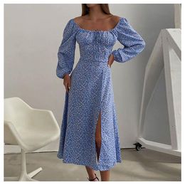 BlauWave Maxikleid Blumen Sommer Frauen Schwingen Kleid (1-tlg.