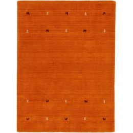 Wollteppich CarpetFine "Gabbeh Uni" Teppiche Gr. B/L: 120 cm x 170 cm, 15 mm, 1 St., orange Orientalische Muster