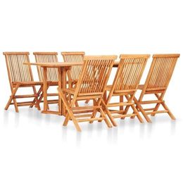 vidaXL Garten-Essgruppe 7-tlg. Garten-Essgruppe Klappbar Massivholz Teak, (7-tlg...