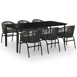 DOTMALL Garten-Essgruppe Sitzgruppe, (7-tlg), 6 Stühle, Tisch 200 x 100 cm, Poly...