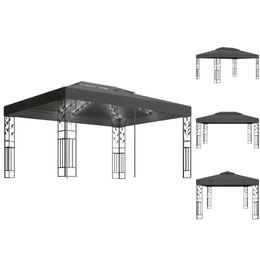 vidaXL Pavillon Pavillon Gartenzelt mit Doppeldach LED-Lichterkette 3x4 m Anthra...