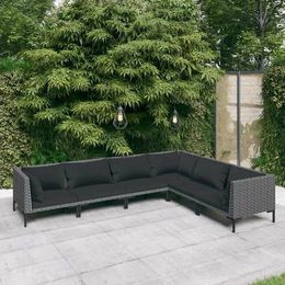 vidaXL Gartenlounge-Set 5-tlg. Garten-Lounge-Set mit Kissen Poly Rattan Dunkelgr...