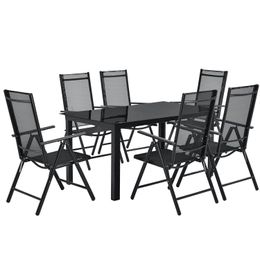 Juskys Garten-Essgruppe Milano, , 6 Gartenstühlen plus Tisch - Stühle klappbar u...