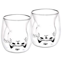 GRÄWE GRÄWE Glas GRÄWE Doppelwandige-Thermogläser, 190ml, 2er Set, Motiv Katze, Glas