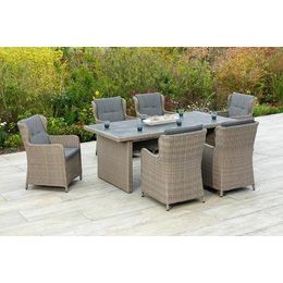 Merxx Garten-Essgruppe Ostiano, (7-tlg), 6 Sessel mit Tisch