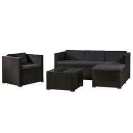 Juskys Gartenlounge-Set Punta Cana, , Polyrattan Sitzgarnitur mit 1 Tisch, 1 Eck...