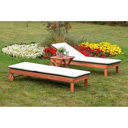 Merxx Gartenliege Aktionsliegen Set, 3 St., 2 Liegen mit Auflage, 1 Hocker