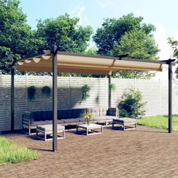 vidaXL Partyzelt Pavillon mit Ausziehbarem Dach 4x3 m Taupe