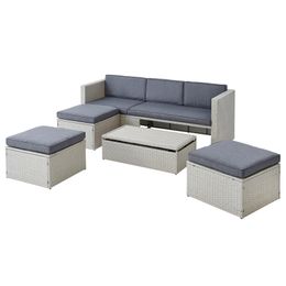 Konifera Gartenlounge-Set Lagos Premium, (13-tlg), 3er-Sofa, 3 Hocker, Tisch, Po...