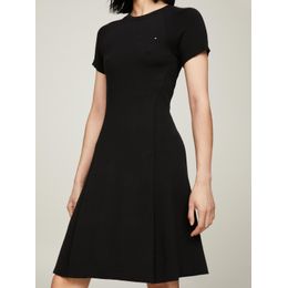 Jerseykleid Tommy Hilfiger "CO JERSEY STITCH F&F DRESS" Gr. M (38), N-Gr, schwarz (black) Damen Kleider Freizeitkleider