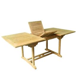 Mojawo Küchentisch Teak Tisch Gartentisch ausziehbar 180/120x95x75cm