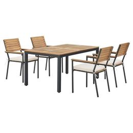 Juskys Garten-Essgruppe Rhodos, (5-tlg), aus Akazienholz mit Tisch, 4 Stühlen & ...