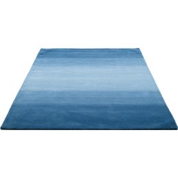 Wollteppich my home "Lessach" Teppiche Gr. B/L: 70 cm x 140 cm, 14 mm, 1 St., blau Schurwollteppiche