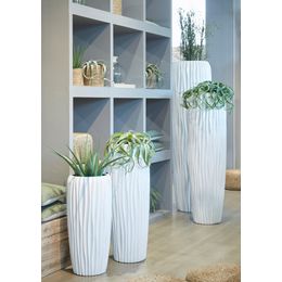 Flingora Bodenvase Minga, mit Einsatz - Fiberglas - Indoor & Outdoor - Weiß - Hö...