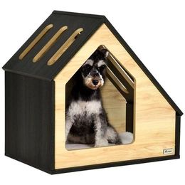 PawHut Hundehütte Hundeschlafplatz mit Kissen Hundehöhle mit schrägem Dach, 60B ...