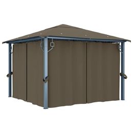 vidaXL Partyzelt Pavillon mit Vorhang 300x300 cm Taupe Aluminium