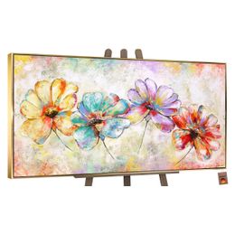 YS-art Gemälde Schöne Blumen, Blumen, Bunte Blumen auf Leinwand Bild Handgemalt ...