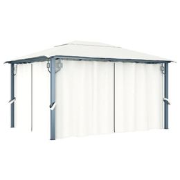 vidaXL Partyzelt Pavillon mit Vorhängen 400 x 300 cm Creme Aluminium