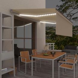 vidaXL Markise Markise Manuell Einziehbar mit Rollo & LED 4,5x3 m Creme