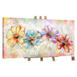 YS-art Gemälde Schöne Blumen, Blumen, Bunte Blumen auf Leinwand Bild Handgemalt ...