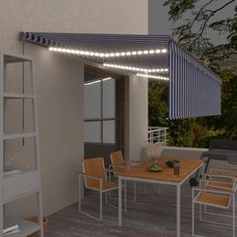 vidaXL Markise Markise Manuell Einziehbar mit Rollo & LED 6x3 m Blau & Weiß