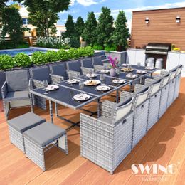 Swing&Harmonie Garten-Essgruppe Poly Rattan Sitzgruppe Esstisch Lounge Gartenmöb...