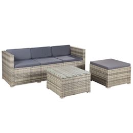 Juskys Gartenlounge-Set Punta Cana, , Polyrattan Sitzgarnitur mit 1 Tisch, 1 Sof...