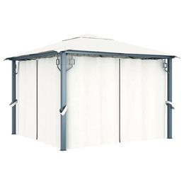 vidaXL Partyzelt Pavillon mit Vorhängen 300 x 300 cm Creme Aluminium