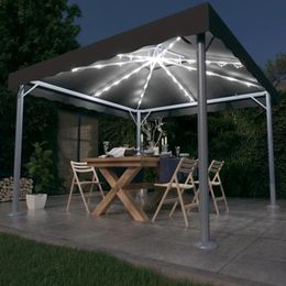 vidaXL Partyzelt Pavillon mit LED-Lichterkette 300x300 cm Anthrazit Aluminium