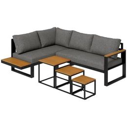 Outsunny Sitzgruppe 5tlg. Gartenmöbel-Set Gartengarnitur mit Ecksofa Doppelsofa ...