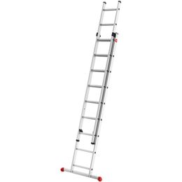 Hailo Anlegeleiter S80 ProfiStep duo, Aluminium-Schiebeleiter 2-teilig 2x9 Spros...