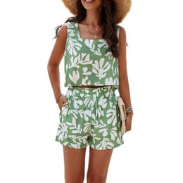 ZWY Freizeitanzug Damen Sommer Shorts und Top Bluse Oberteil Set