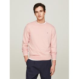 Rundhalspullover Tommy Hilfiger "MOULINE ORGANIC COTTON C NECK" Gr. L, rosa (teaberry blossom) Herren Pullover Rundhalspullover