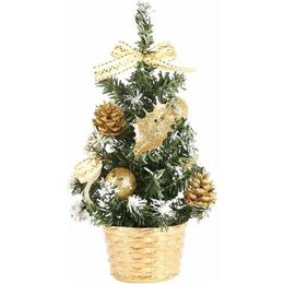 Künstlicher Mini-Weihnachtsbaum, Tischdekoration, künstlicher Miniatur-Weihnachtsbaum mit Ornamenten, Heimdekoration, geeignet für Weihnachten,