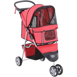 PawHut - Hundewagen Hundebuggy Buggy Hunde Katzen mehrfarbig (Rot) - Rot