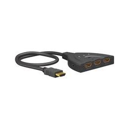 goobay HDMI-Umschaltbox 3 auf 1 (4K @ 60Hz), HDMI Switch schwarz, 55cm Kabel