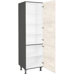 Hochschrank Nobilia ""Riva", Ausrichtung wählbar, mit zwei Türen, vormontiert" Schränke Gr. B/H/T: 60 cm x 216,6 cm x 58,3 cm, Türanschlag rechts, 2 St., front: weißbeton nachbildung, korpus: schiefergrau Nobilia