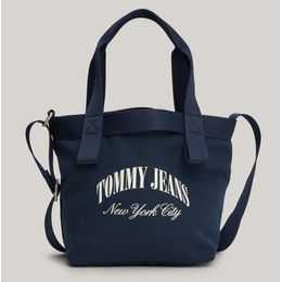 Mini Bag Tommy Jeans "TJW HOT SUMMER MINI TOTE" Gr. B/H/T: 18 cm x 20 cm x 10,5 cm, blau (dark night navy) Damen Taschen Handtaschen