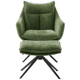 Loungesessel MCA furniture "PARKER Drehstuhl mit Armlehnen" Sessel Gr. Strukturstoff, Drehfunktion, B/H/T: 75 cm x 89 cm x 79 cm, grün (olive, schwarz) Loungesessel