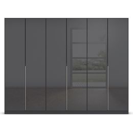 Drehtürenschrank Rauch "Kleiderschrank Kleiderschränke Schrank Garderobe AGORDO mit Glasfront" Schränke Gr. B/H/T: 271 cm x 210 cm x 54 cm, 6 St., grau (graumetallic) Drehtürenschränke