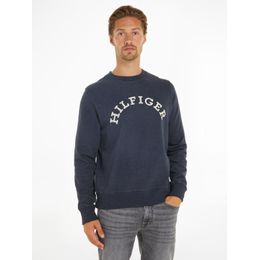 Sweatshirt Tommy Hilfiger "HILFIGER ARCHED HTR SWEATSHIRT" Gr. S, blau (desert sky heather) Herren Sweatshirts