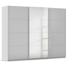 Schwebetürenschrank Rauch "Kleiderschrank Kleiderschränke Schrank Garderobe AGORDO mit Glasfront" Schränke Gr. B/H/T: 271 cm x 210 cm x 62 cm, 3 St., grau (seidengrau, glas seidengrau) Schwebetürenschränke und Schiebetürenschränke