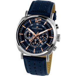 Chronograph Jacques Lemans "Lugano" Armbanduhren blau (braun, dunkelblau) Herren Quarzuhren