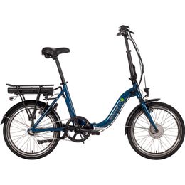 E-Bike SAXONETTE "Compact Plus S" E-Bikes Gr. 42 cm, 20 Zoll (50,80 cm), blau (nightblue glänzend) E-Bikes