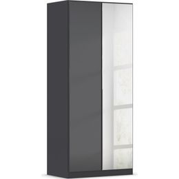 Drehtürenschrank Rauch "Kleiderschrank Kleiderschränke Schrank Garderobe AGORDO mit Glasfront" Schränke Gr. B/H/T: 91 cm x 210 cm x 54 cm, 2 St., grau (graumetallic) Drehtürenschränke