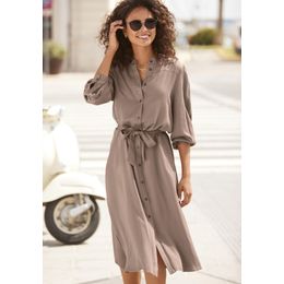 Hemdblusenkleid Lascana Gr. 36, N-Gr, grau (taupe) Damen Kleider Strandkleider