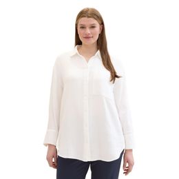 Langarmbluse Tom Tailor PLUS Gr. 44, weiß (whisper white) Damen Blusen langarm